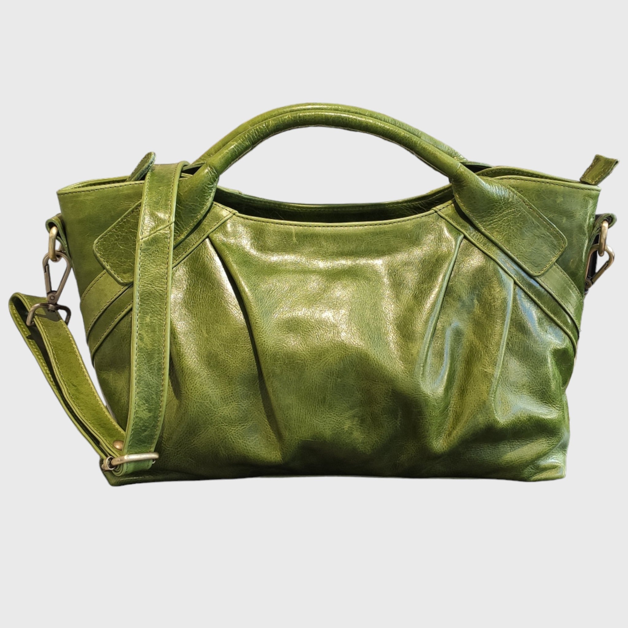 VERONICA in pelle verde brillante - Pelle Nuda Artigianato italiano